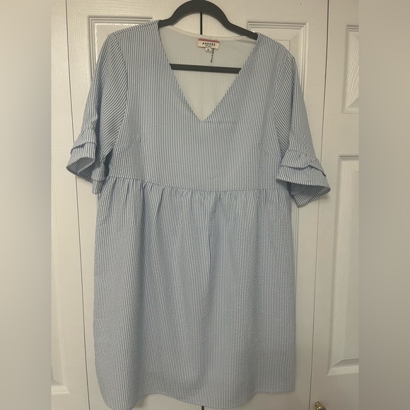 ANDREE BY UNIT | Dresses | Andree By Unit Blue White Stripe Seersucker ...